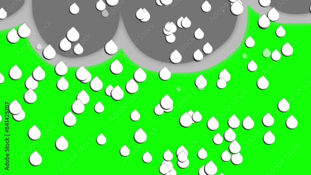 Green Screen Rain Animation Falling On Black Background, Realistic 3d ...