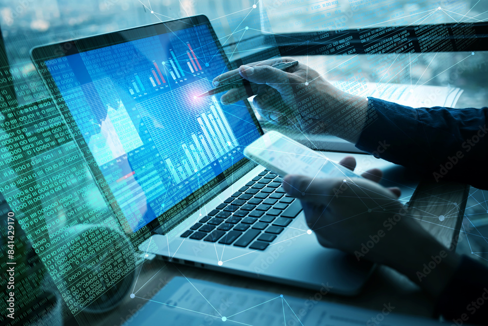 data analytics or progaming using algorithm and binary code.technology ...