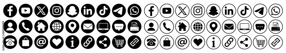 Social media logo and contact icons. Vector Stock Vector | Adobe Stock