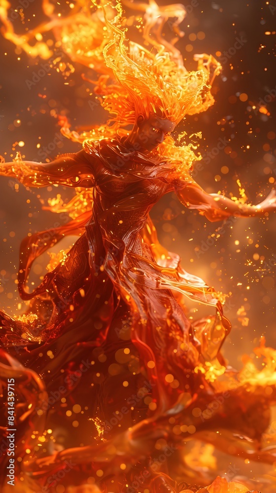 Brigit,Mythological Triple Goddess of Fire Floating Amidst Molten Lava ...