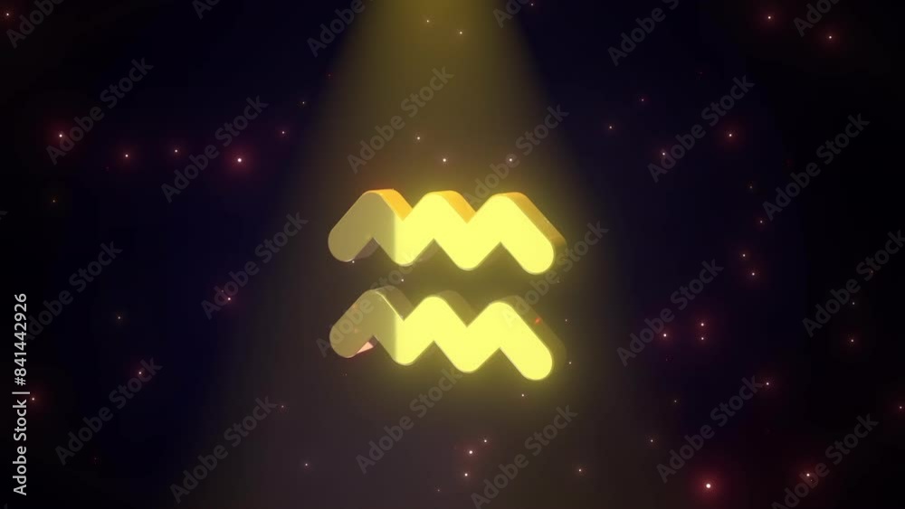Animated aquarius sign 3d icon. Symbolic waves animation rotating ...