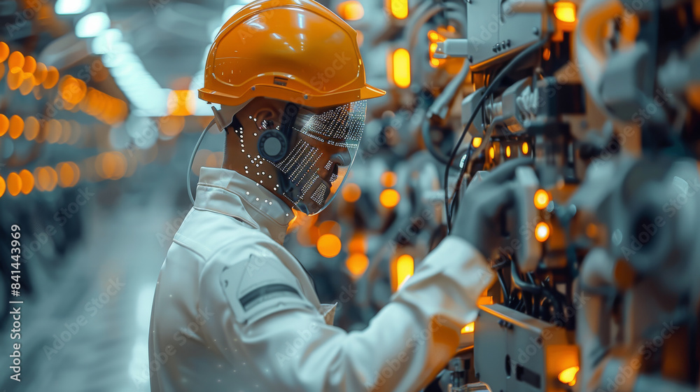 Engineer uses artificial intelligence on the construction site with ...