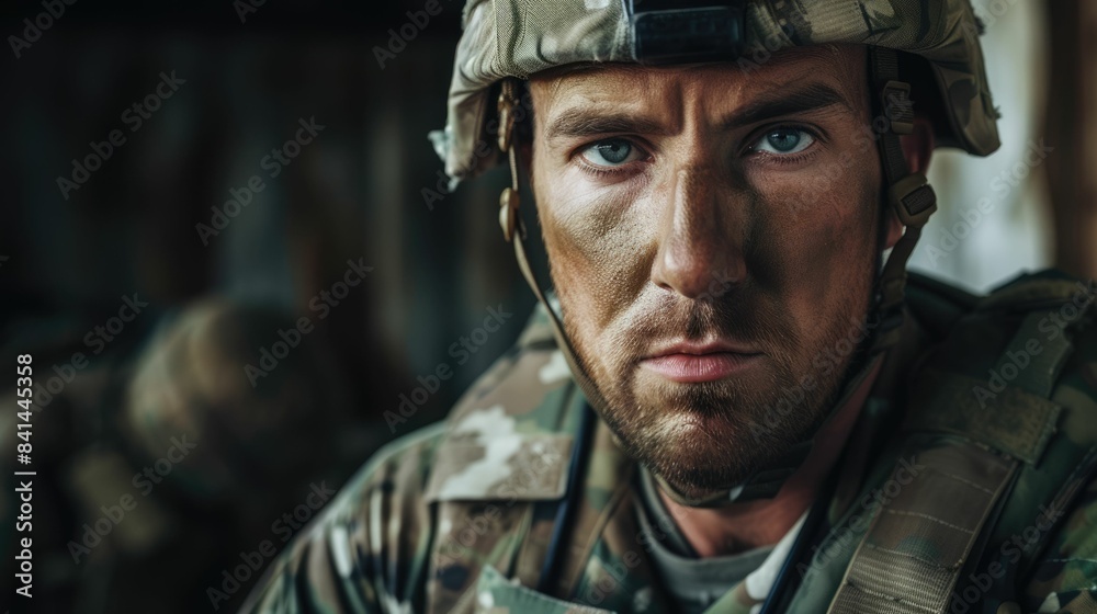 The close up picture of the military officer is working on the ...