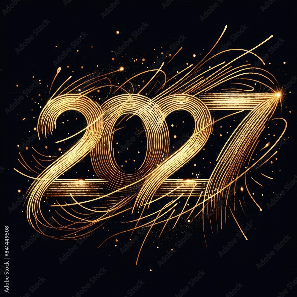 Elegant Golden 2027 Design with Futuristic and Celestial Elements with ...