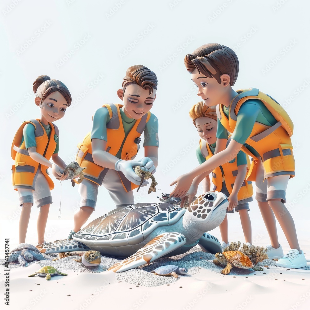 Marine biologists and volunteers releasing rehabilitated sea turtles ...