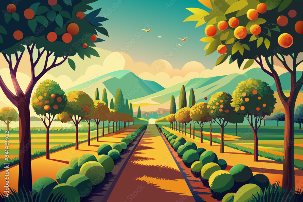 orchard vector background Stock Vector | Adobe Stock