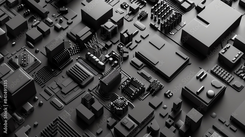 Human and technology connection flat design top view theme urban 3D ...