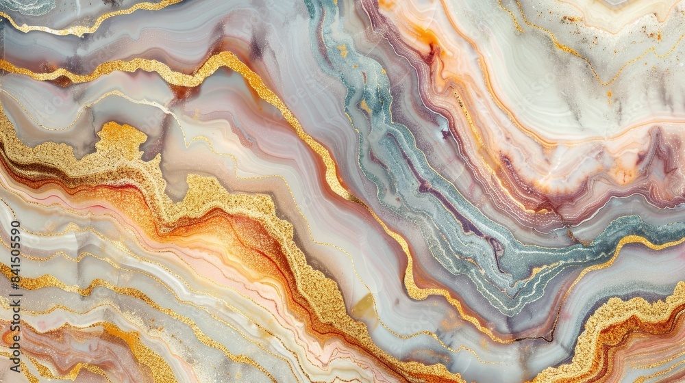 Multi-colored marble texture background with seamless gold inlay and ...