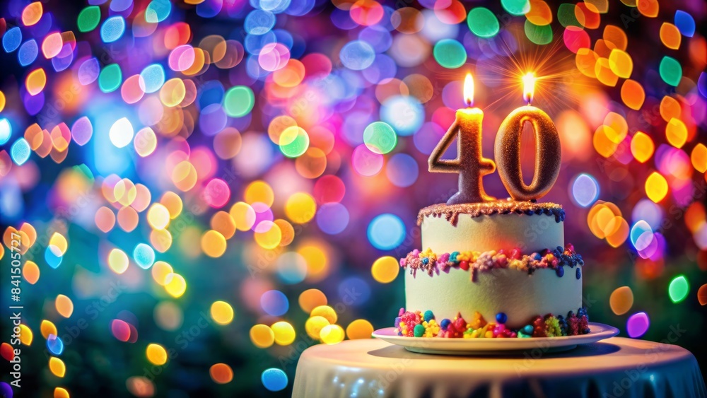 Vibrant bokeh background bursts with colorful lights surrounding a ...