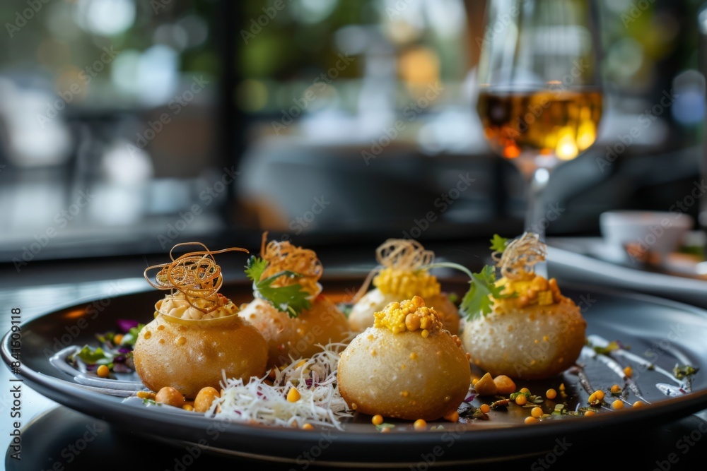 Elegant Presentation of Pani Puri Served on a Modern Slate Platter ...