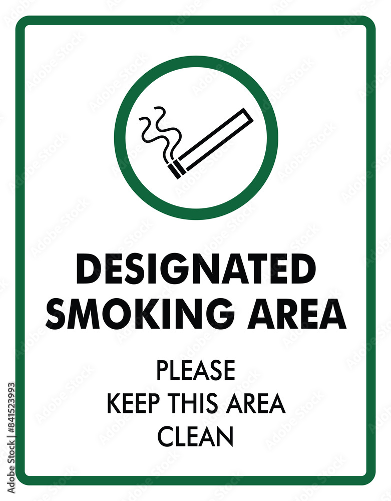 designated smoking area smoke permitted sign illustration with text and ...