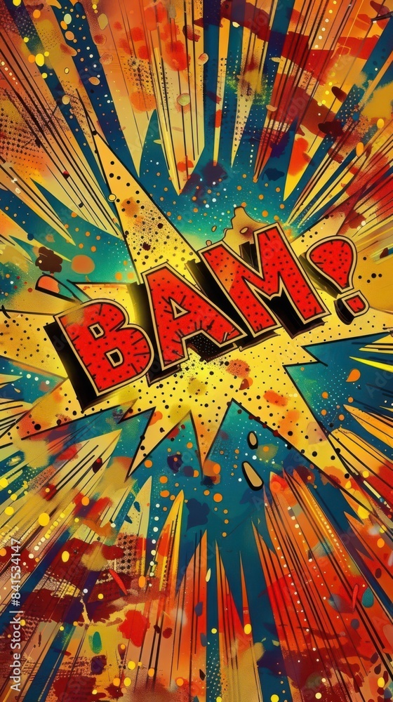 Comic Book Sound Effects Words like BAM, POW, and ZAP in bright ...