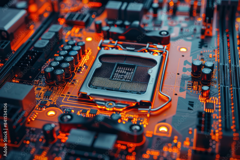 Detailed visual of placing the motherboard inside a computer case ...