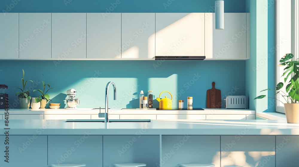 A clean, modern kitchen with smooth surfaces and simple lines, the lack ...