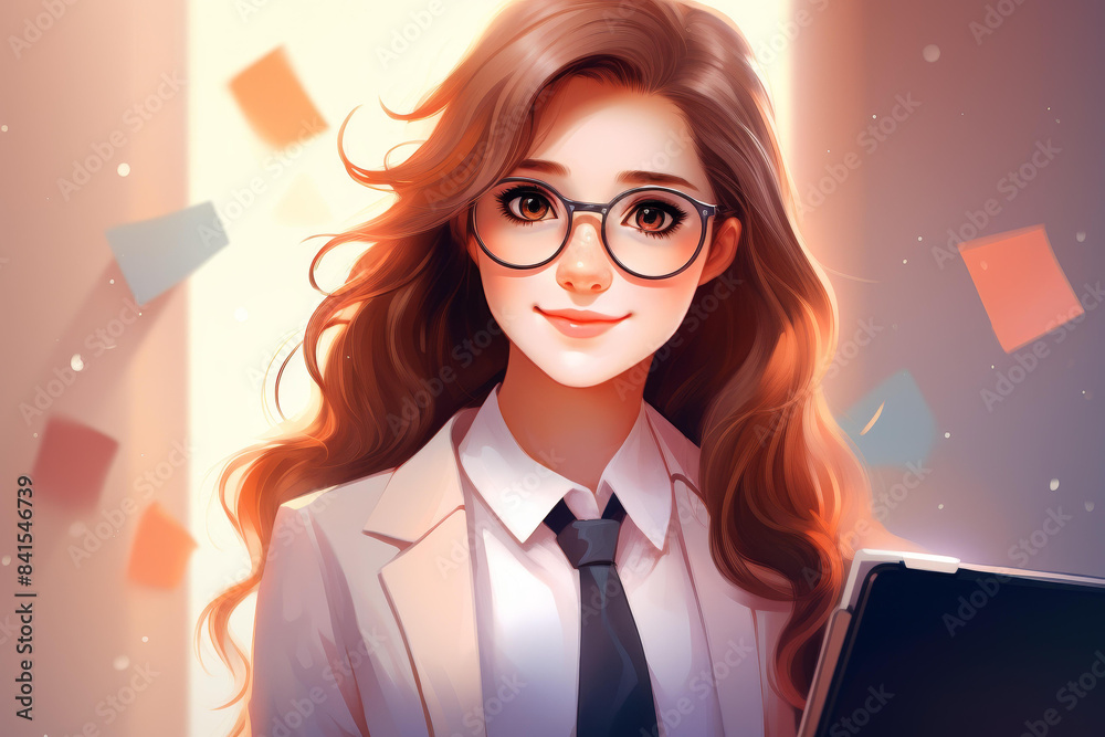 Charming office avatar with a beautiful face, perfect for professional ...