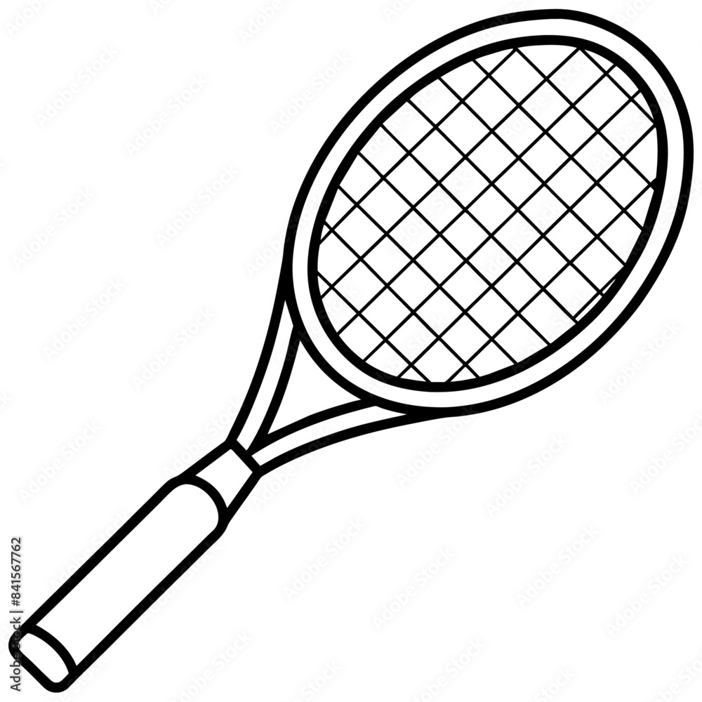 Tennis racket outline coloring book page line art drawing Stock Vector ...