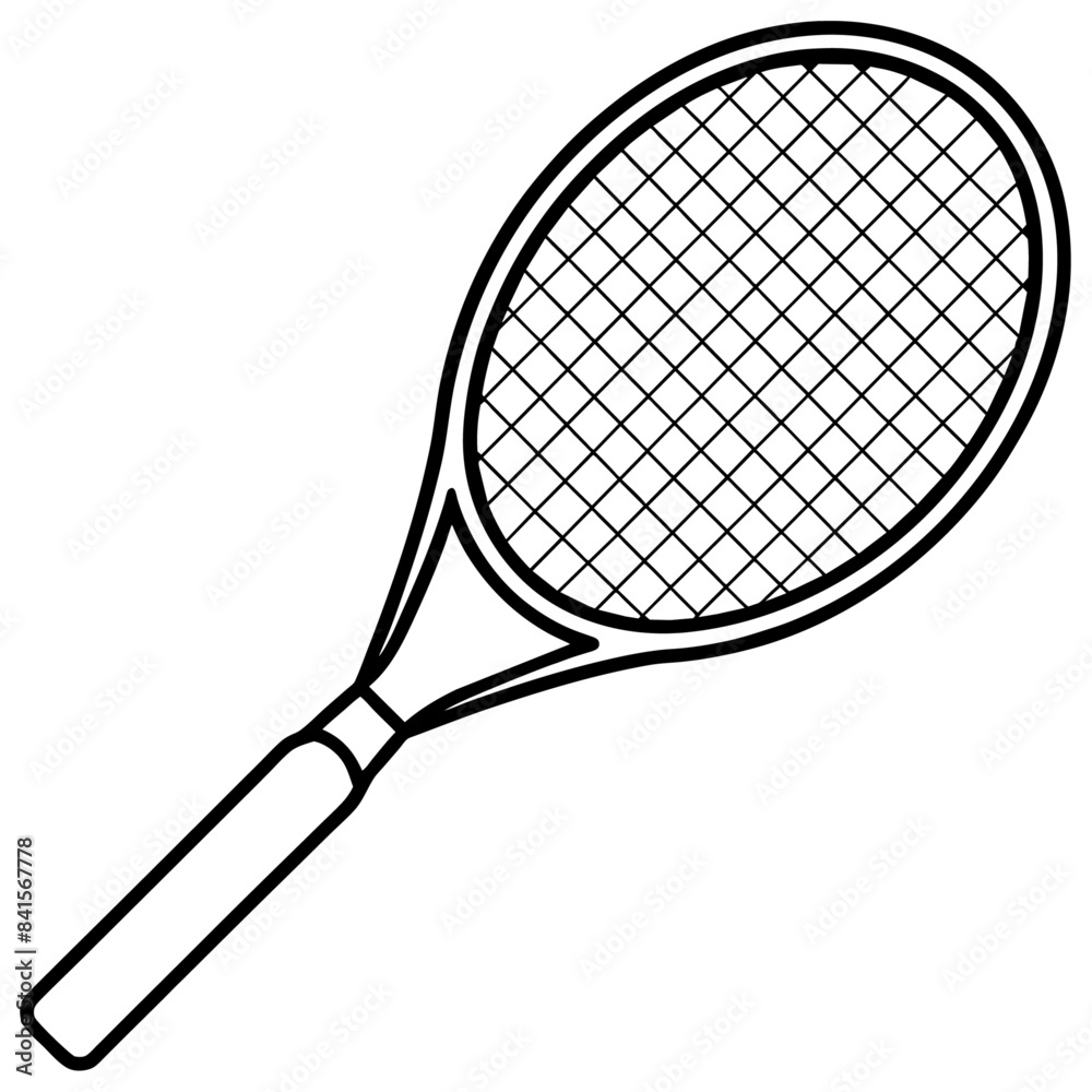 Poster Tennis racket outline coloring book page line art drawing – Wall ...