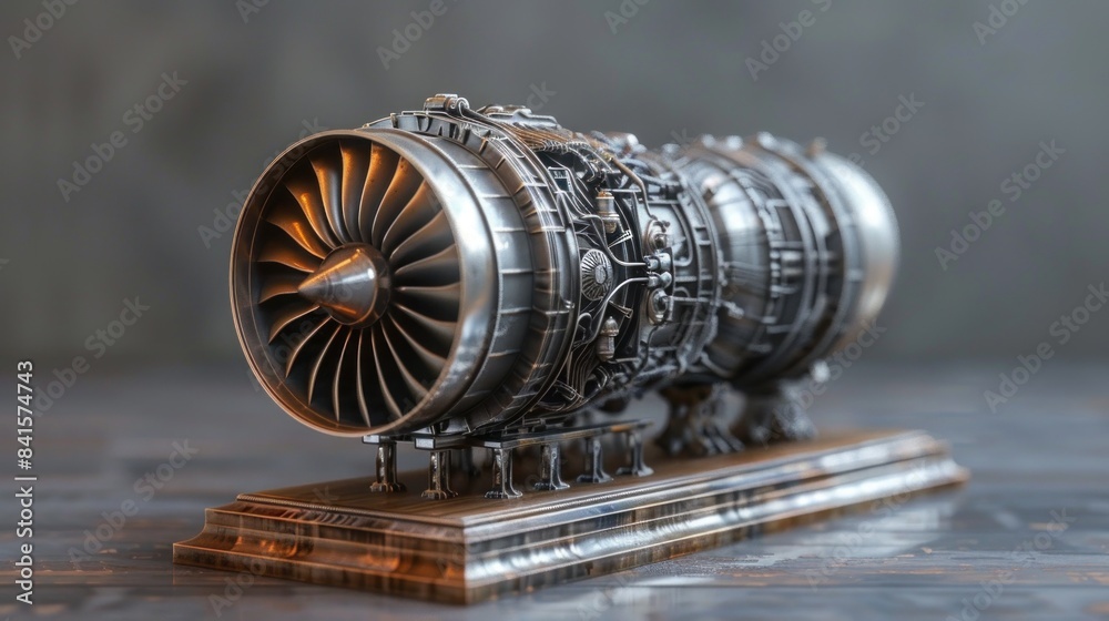3d printed jet engine scale model. High bypass aircraft turbofan ...