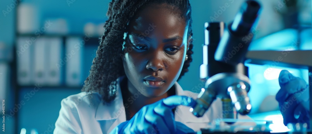 Student young girl examining biotechnology health medical. Researcher ...
