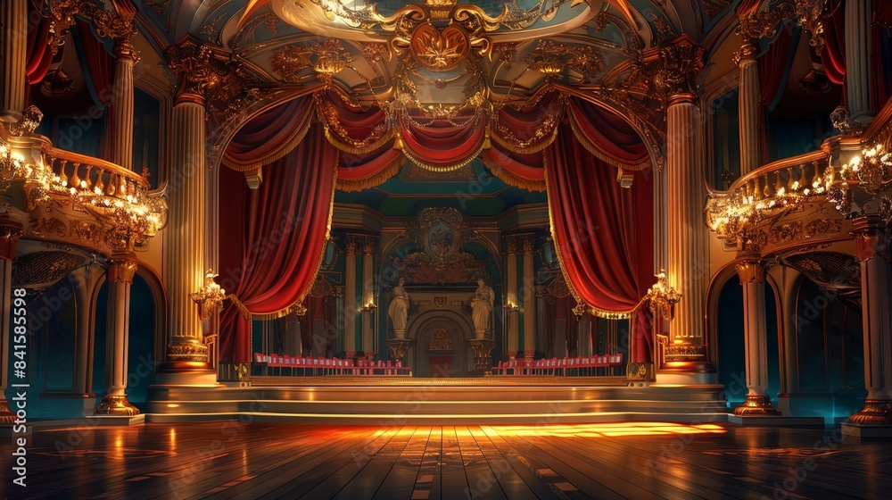 Foto de Design a scene of a grand opera house with ornate decorations ...