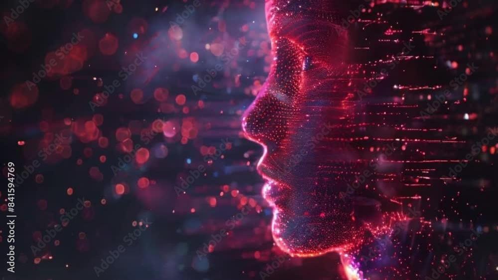 AI, Machine learning, beautiful woman robot with digital technology on brain concept machine ...