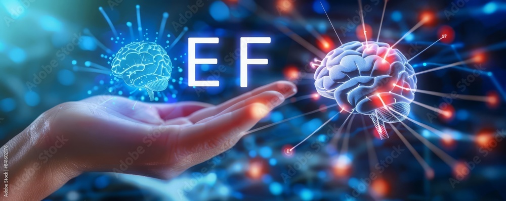 EF Executive Functions, EF, IQ, EQ, SQ, and MQ EF icon at hand Child ...