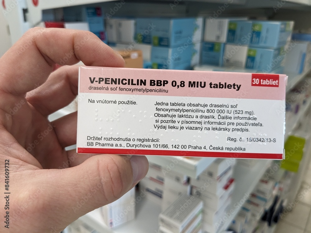 Prague,Czech republic-June 17 2024: box of medication with Penicillin V ...