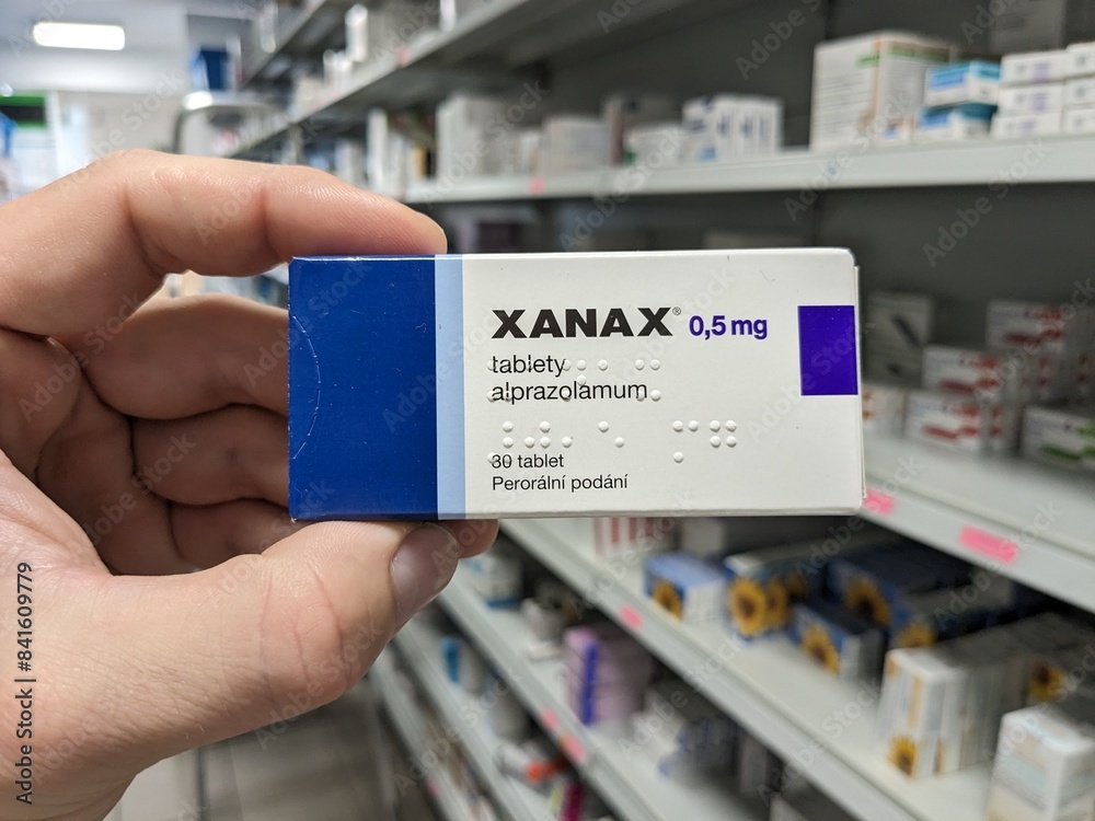 Prague,Czech republic-June 17 2024: box of medication with Alprazolam ...