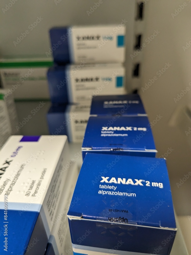 Prague,Czech republic-June 17 2024: box of medication with Alprazolam ...