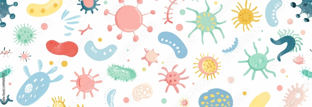 Modern illustration of bacteria and germs in a circle. Illustration of ...