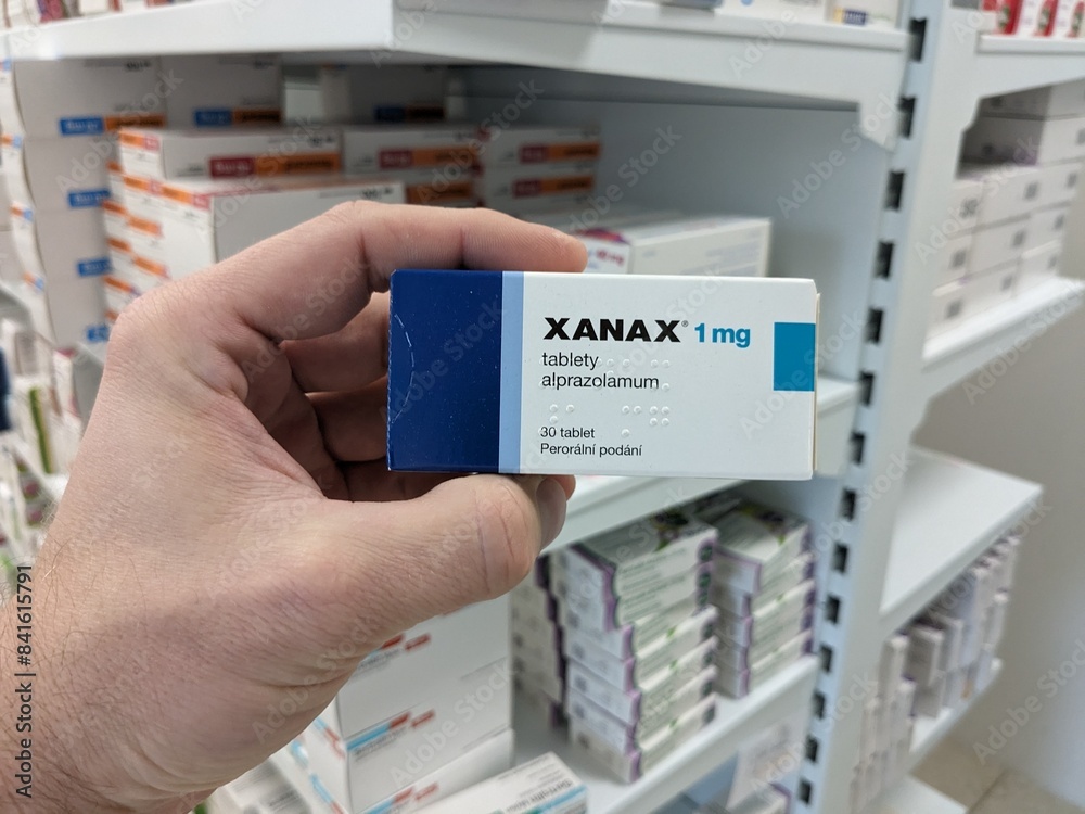 Prague,Czech republic-June 17 2024 box of XANAX medication with ...
