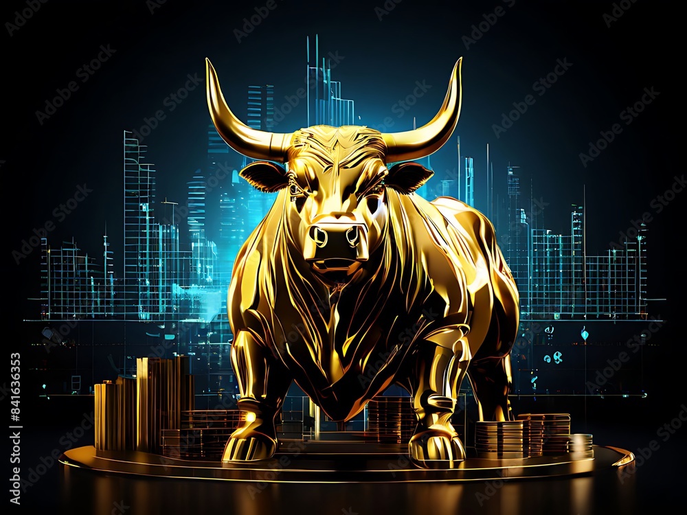 gold bull on chart background for business concept. Graph Stock Trading ...