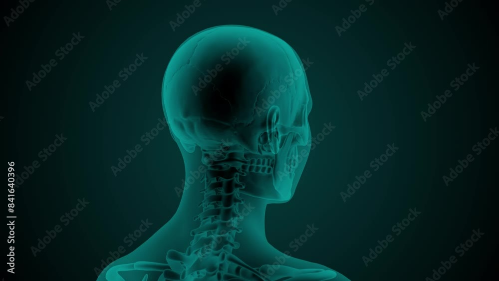 X-ray scan of the female human head and neck with the skull and ...