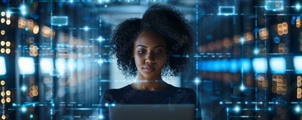 Big Data Center black Female with laptop Chief Technology Officer ...