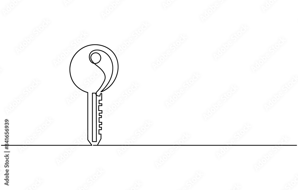 continuous one line drawing of keys. Real estate keys icon. Success ...