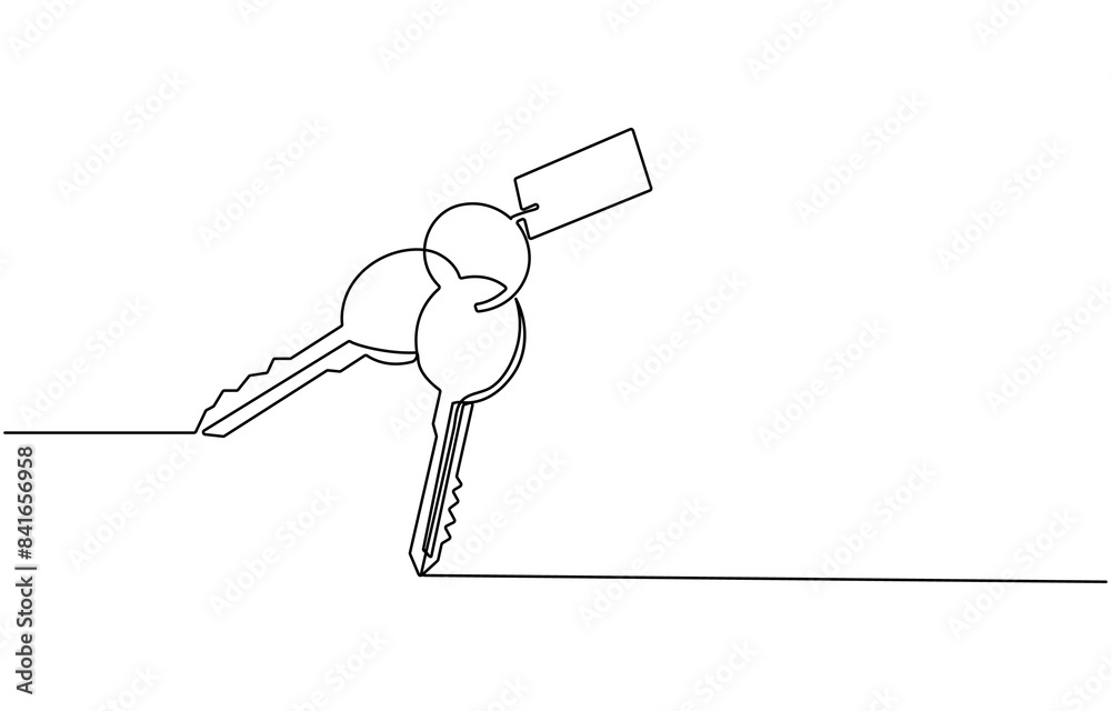 continuous one line drawing of keys. Real estate keys icon. Success ...