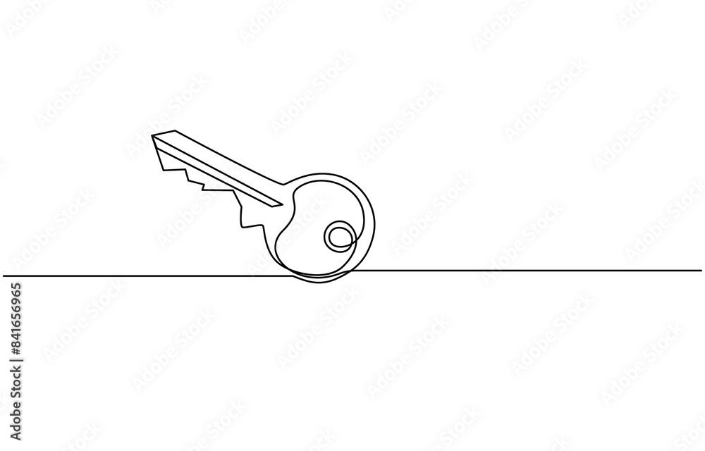 continuous one line drawing of keys. Real estate keys icon. Success ...