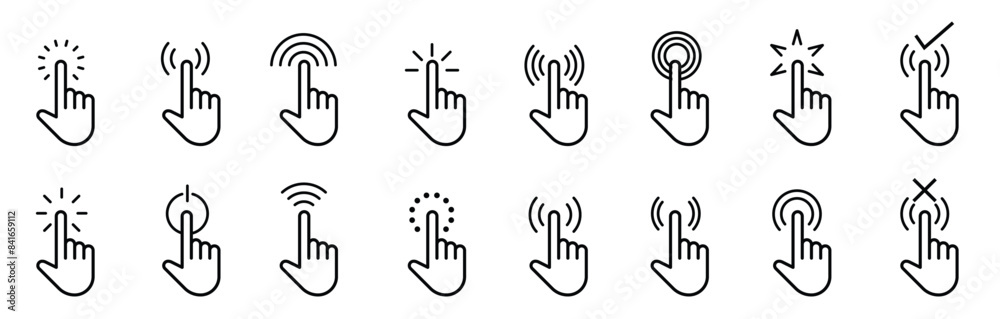 Computer mouse cursor pointer icon. Clicking with the cursor. Hand ...