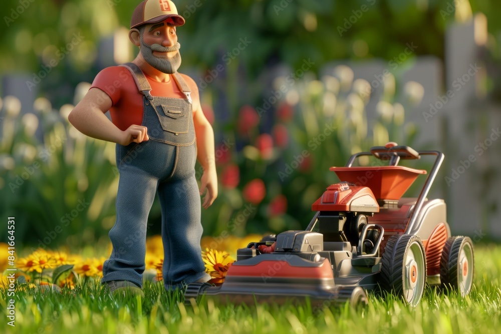 An illustration shows a gardener, beaming with pride, standing next to ...