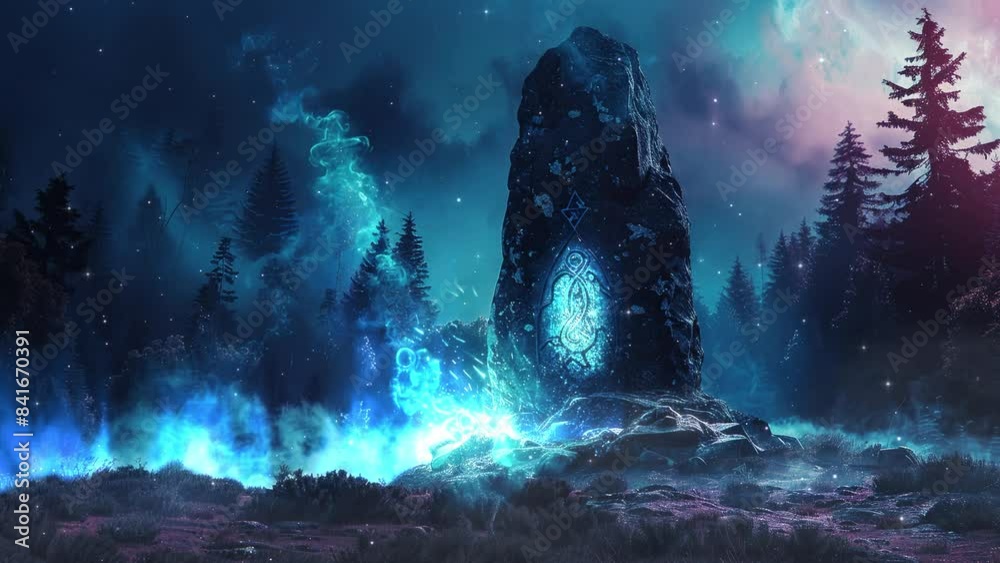 Magic nordic ancient magical rune stone calm with atmospheric ambiance ...