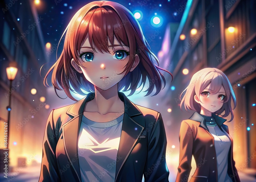 Anime girls in trendy street style outfits posing for a fashion ...