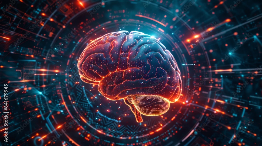 3D representation of a human brain with deep learning algorithms and ...