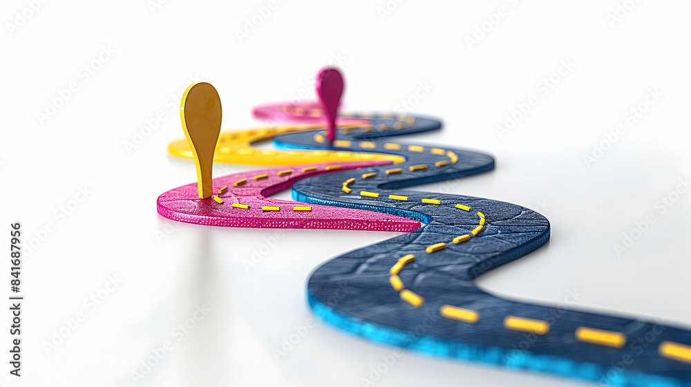 3D Flat Icon of Roadmap Symbol with Copy Space for Design Projects ...