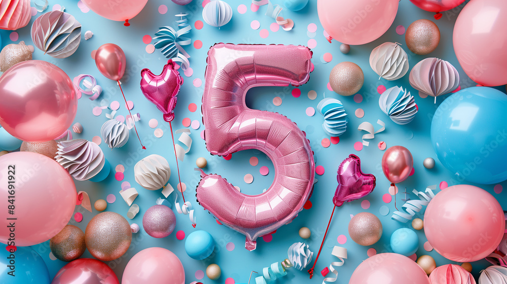 Colorful 5rd Birthday Celebration Background. A vibrant and playful ...