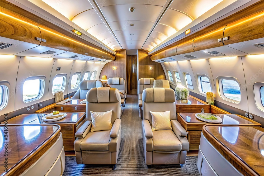 Interior of first class cabin in Airbus A380-800 with Emirates Airline ...