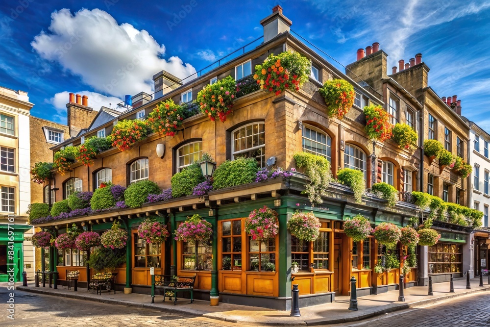 Traditional English pub facade in Covent Garden on a sunny day , London ...