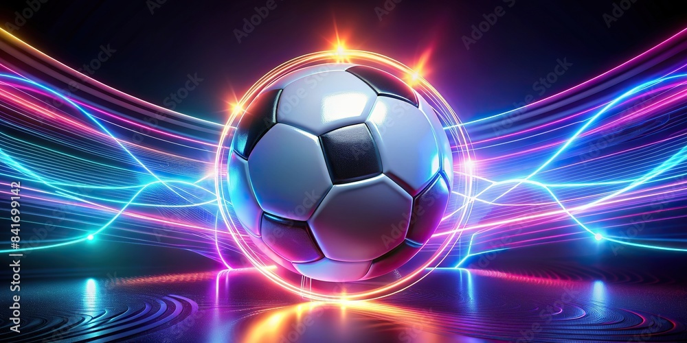 Vibrant 4k wallpaper of a soccer ball with neon light trails, soccer ...