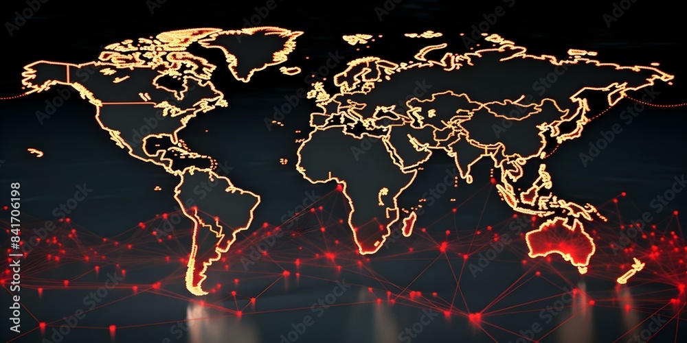 Interactive global digital map showcasing cyber espionage activities ...