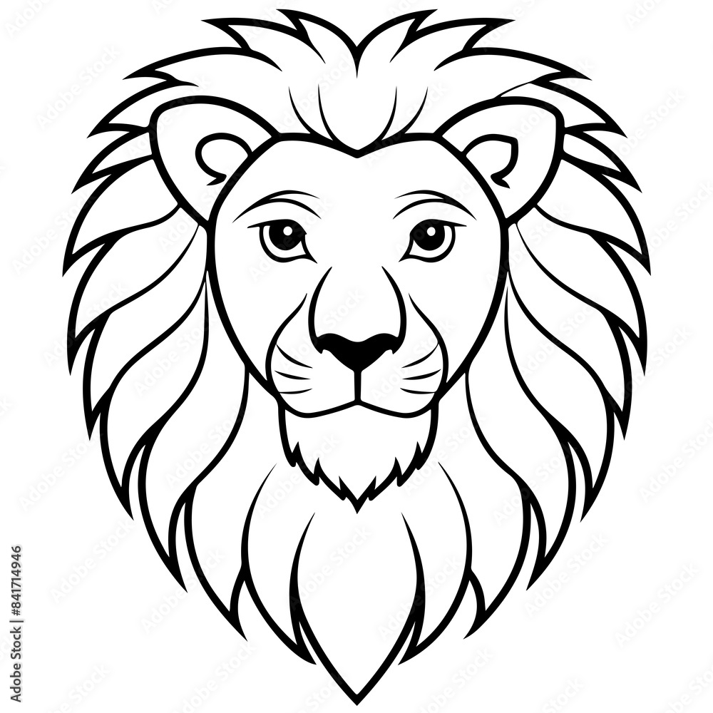 lion cartoon outline line art coloring page illustration, isoalted on ...