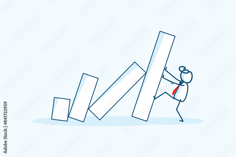 businessman stick figure character holding trying to stops falling ...